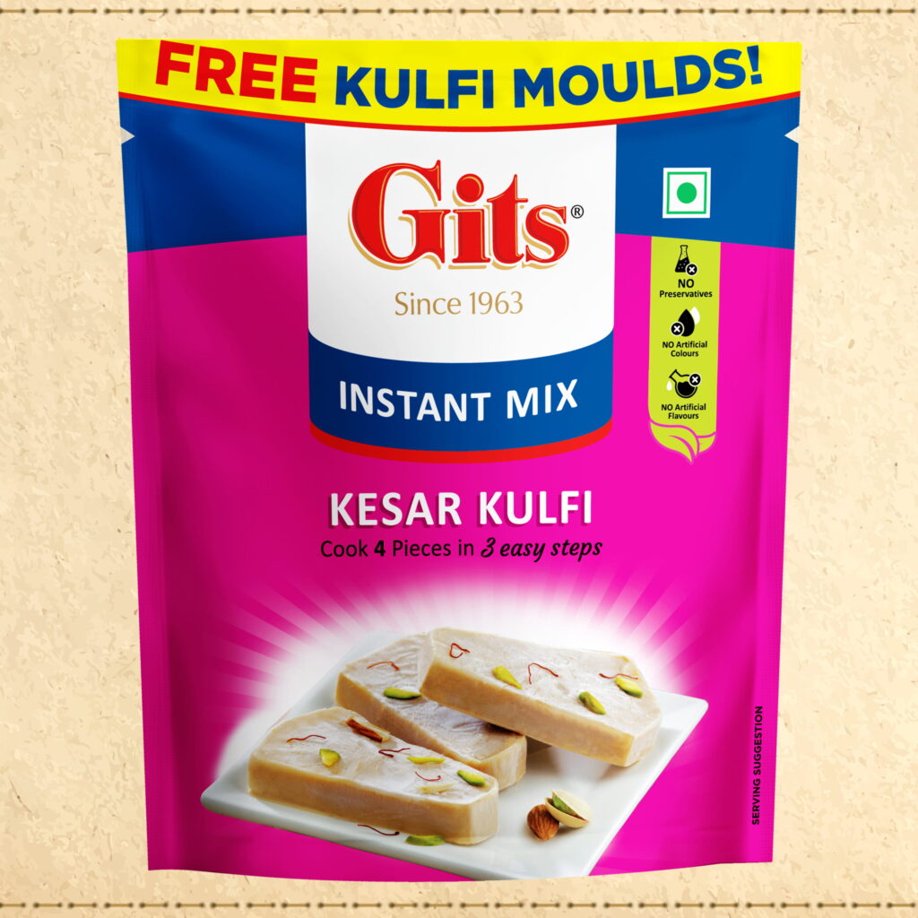 Kesar Kulfi Mix with Mould - Gits Food