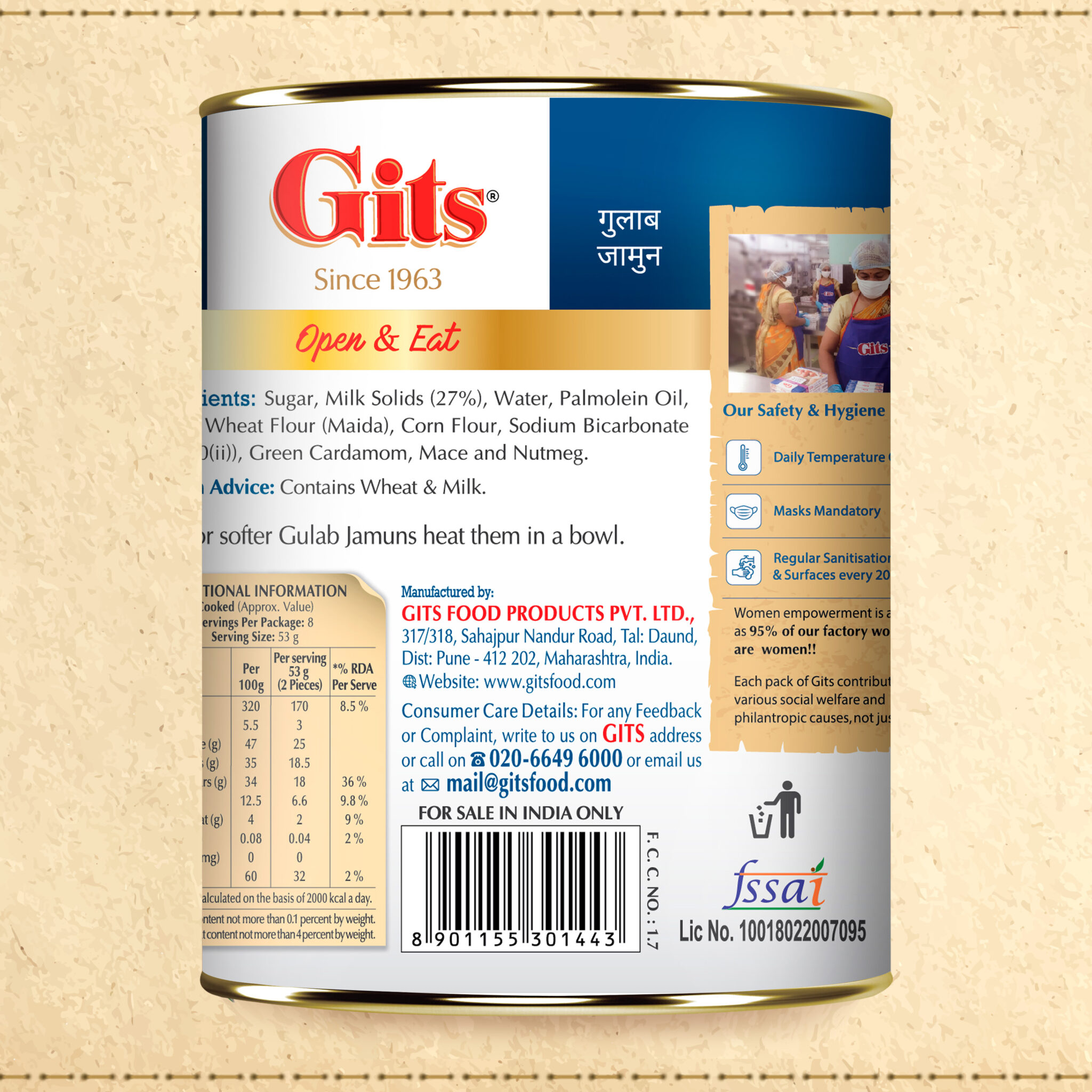 Gulab Jamun - Open & Eat Tin - Gits Food