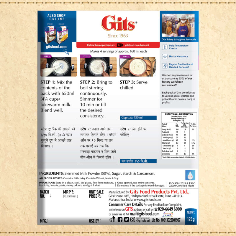 Basundi Mix 125gm (Pack of 3) - Gits Food